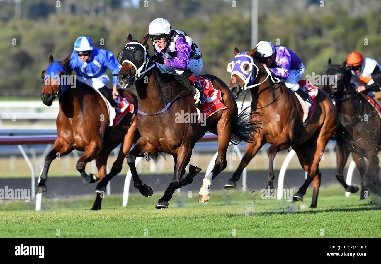 Jockey Jeff Lloyd rides Zumbelina (second left) to victory in Race 7 ...