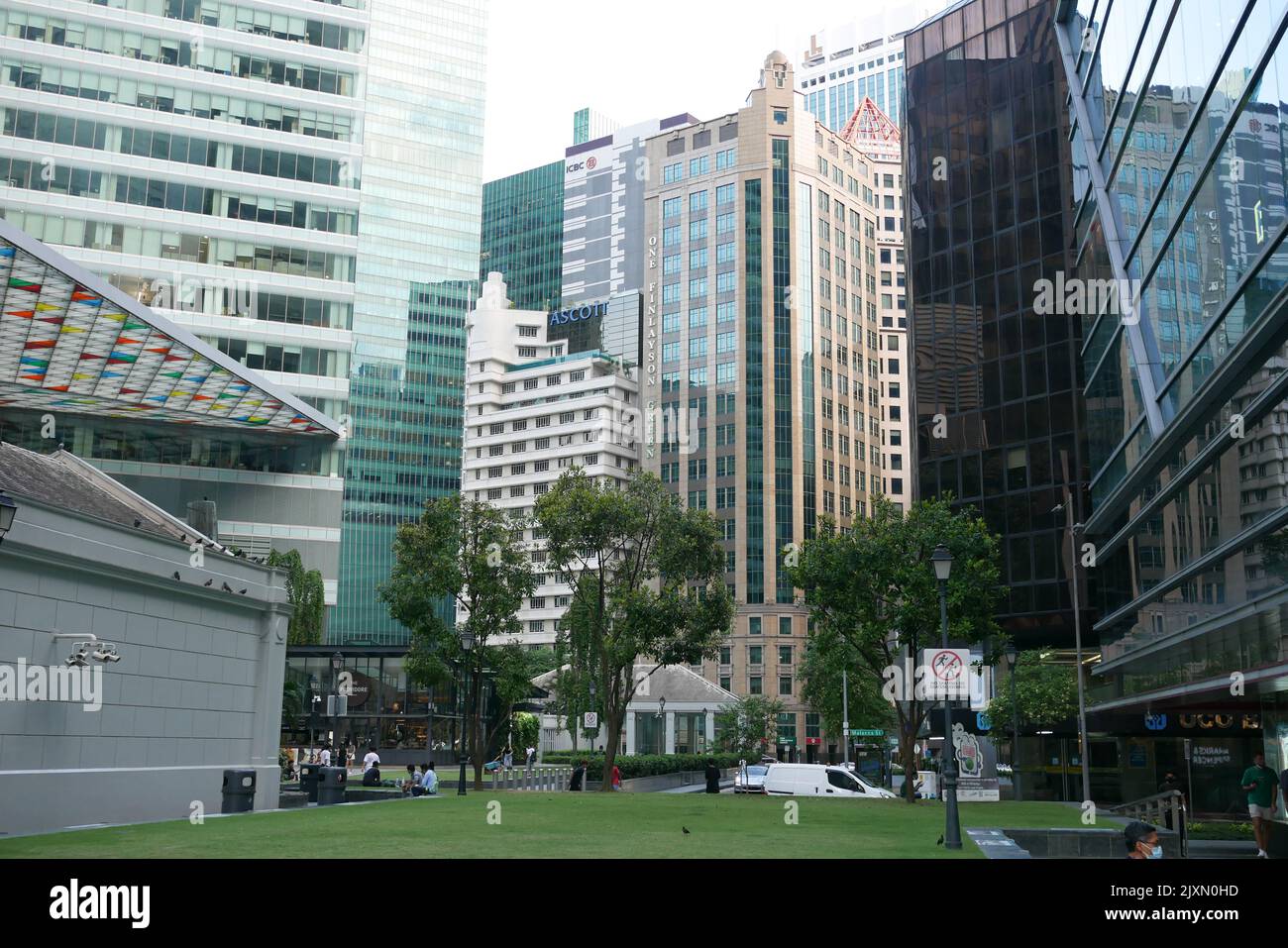 Singapore, marina bay 1st june 2022. low angle view of ocean financial ...