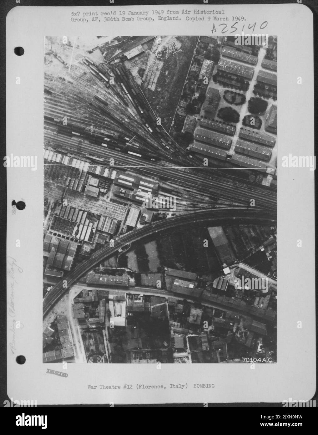 Aerial View Of Marshalling Yards At Florence, Italy, Showing Bomb ...