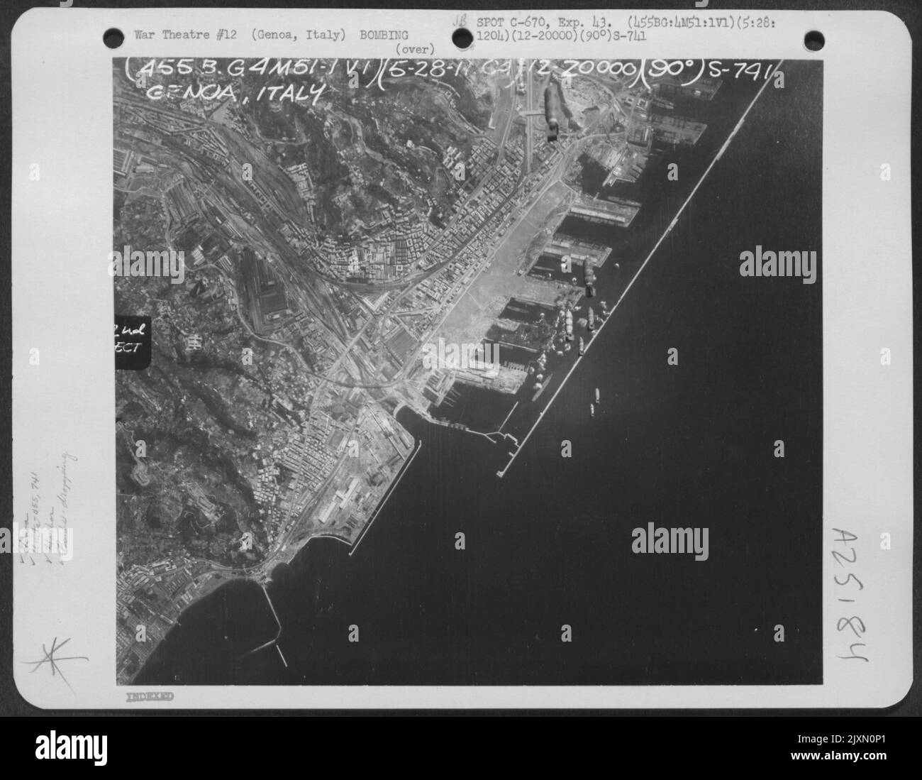 Bombs Fall Toward Installations At The Port Of Genoa, Italy As Planes ...