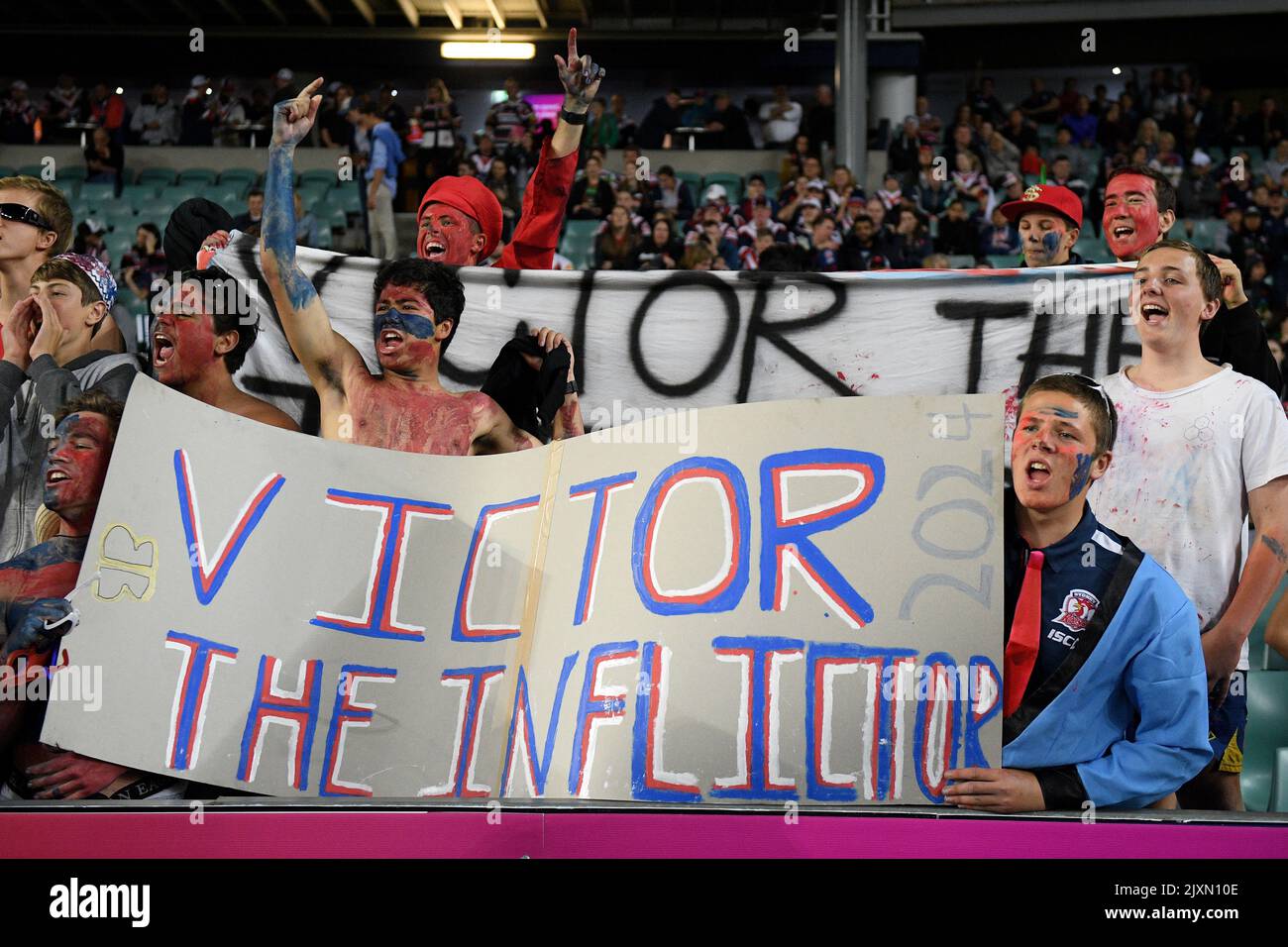 Roosters supporters are seen in the crowd ahead of the NRL Preliminary ...