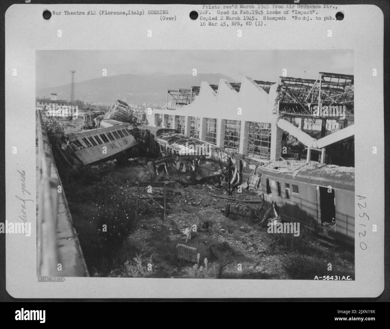 Bomb Damage At The Florence Marshalling Yards, Italy. Terrific Blast ...