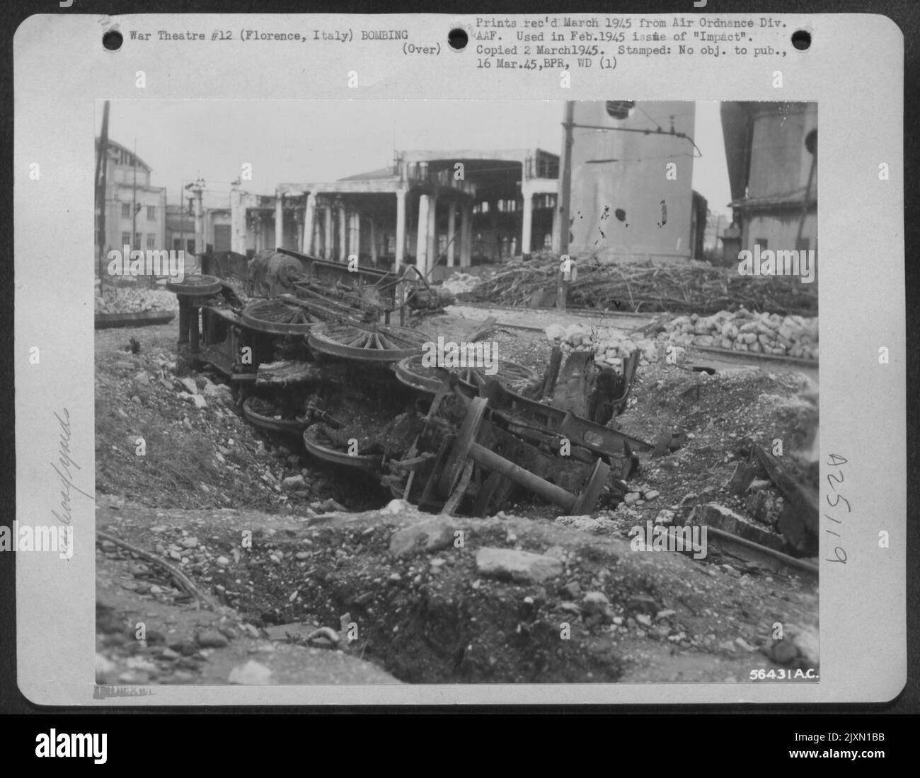 Bomb Damage At The Florence Marshalling Yards, Italy. Direct Hit By ...