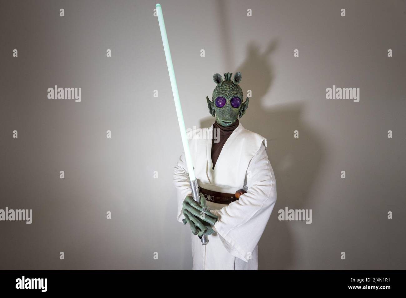 Murray Karena dressed as Rodian Jedi is seen posing for a portrait at ...