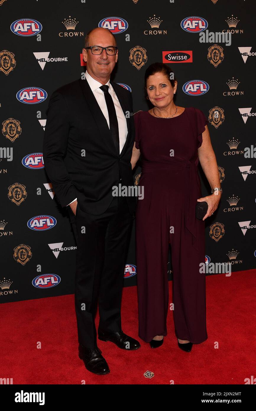 Port Adelaide president David Koch and wife Libby Koch pose for a ...