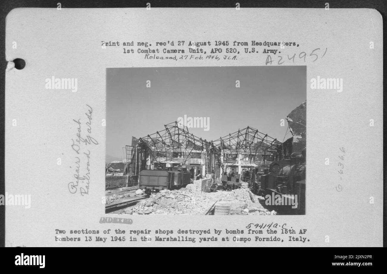 Two Sections Of The Repair Shops Destroyed By Bombs From The 15Th Af ...