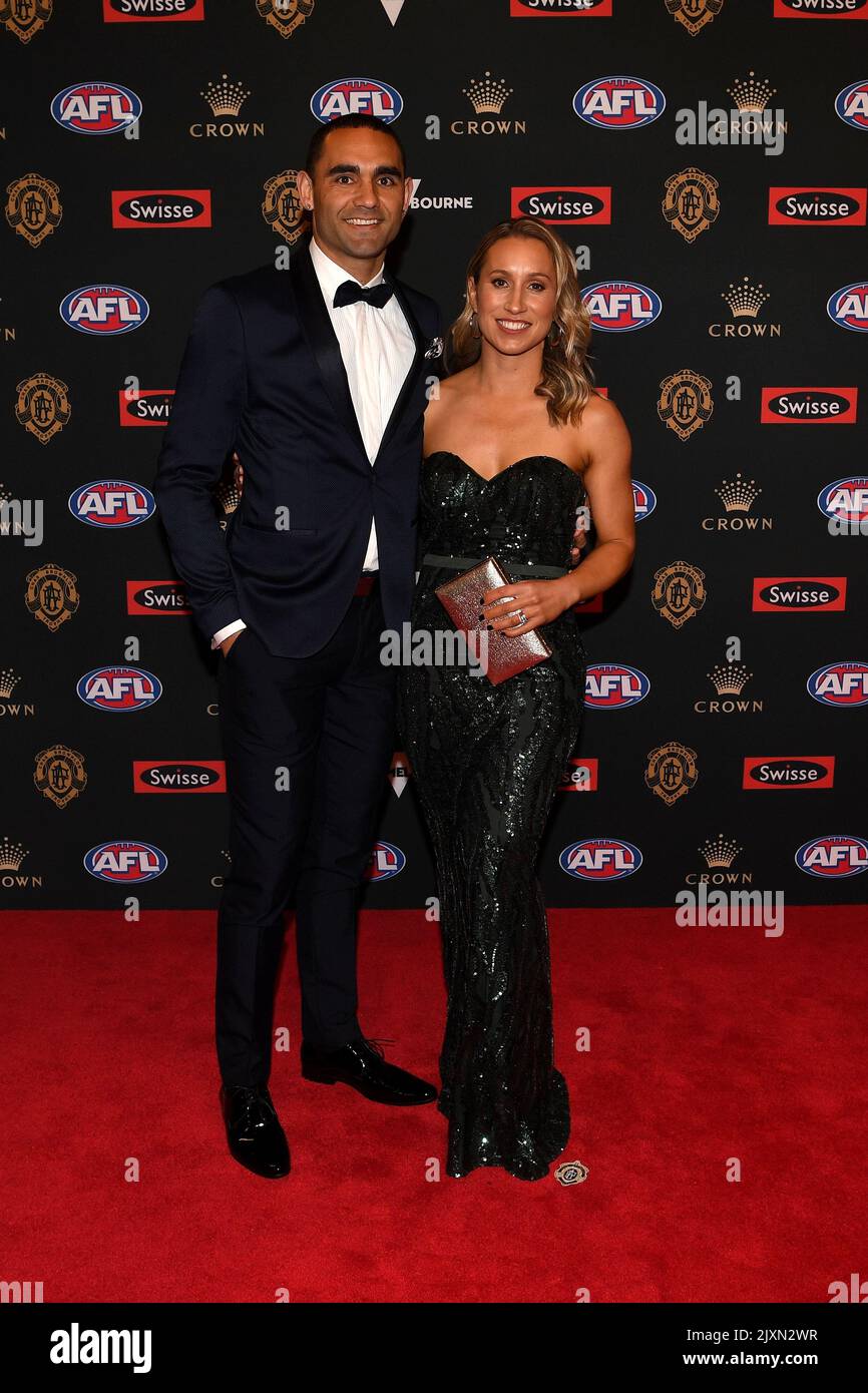 Shaun Burgoyne and wife Amy Burgoyne pose for a photograph on the red ...