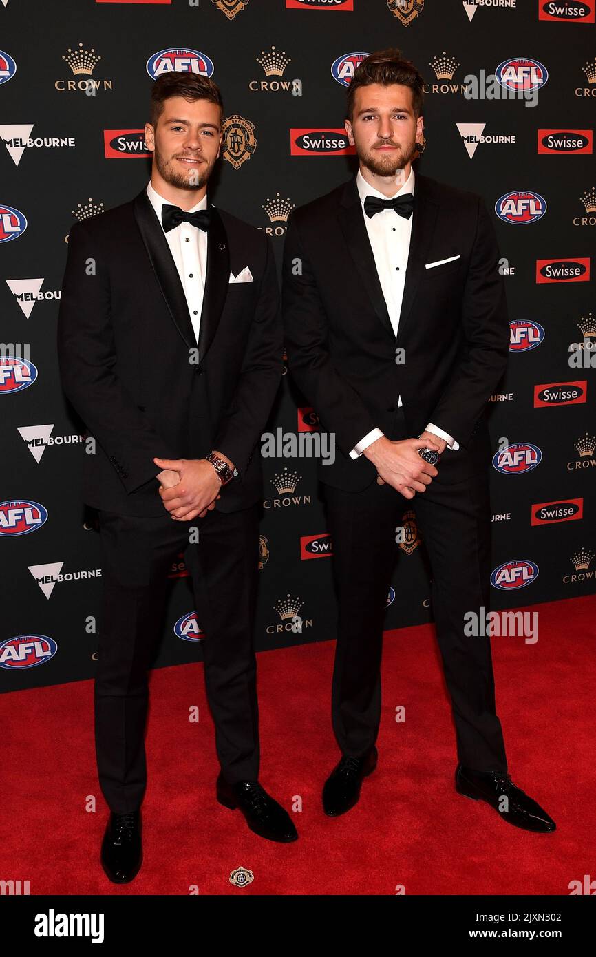 Josh Dunkley (left) and Marcus Bontempelli of the Western Bulldogs pose ...