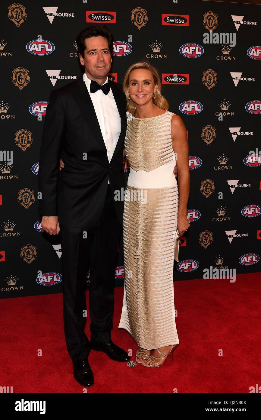 AFL Chief Executive Gillon McLachlan and wife Laura McLachlan pose for ...