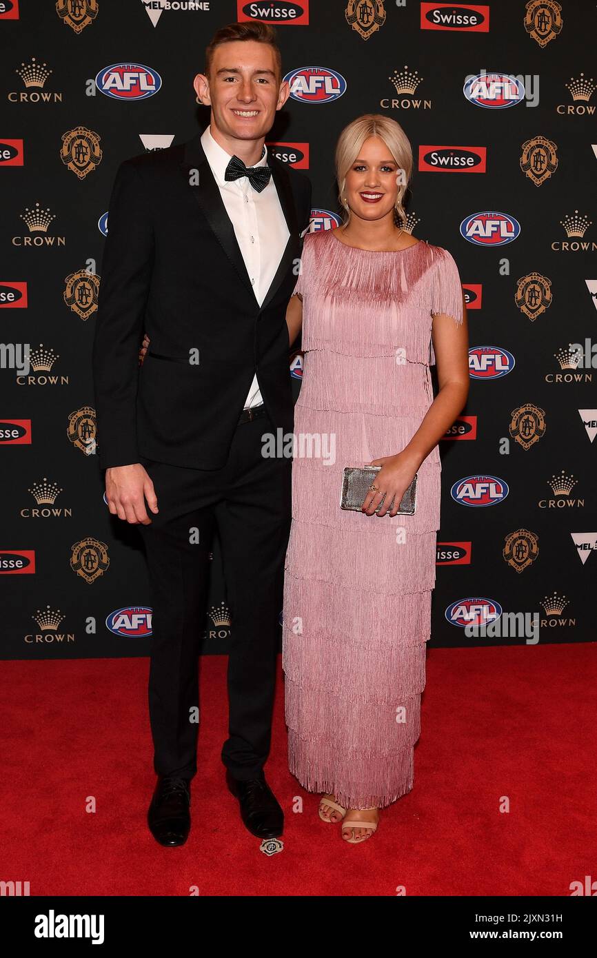 Harris Andrews of Brisbane and partner Emily Halverson pose for a ...