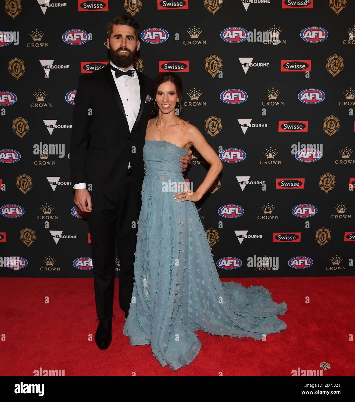 Justin Westhoff (left) and wife Rebecca pose for a photograph on the ...