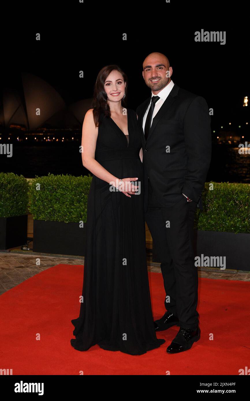 Parramatta Eels player Tim Mannah and wife Steph arrive at the Dally M ...