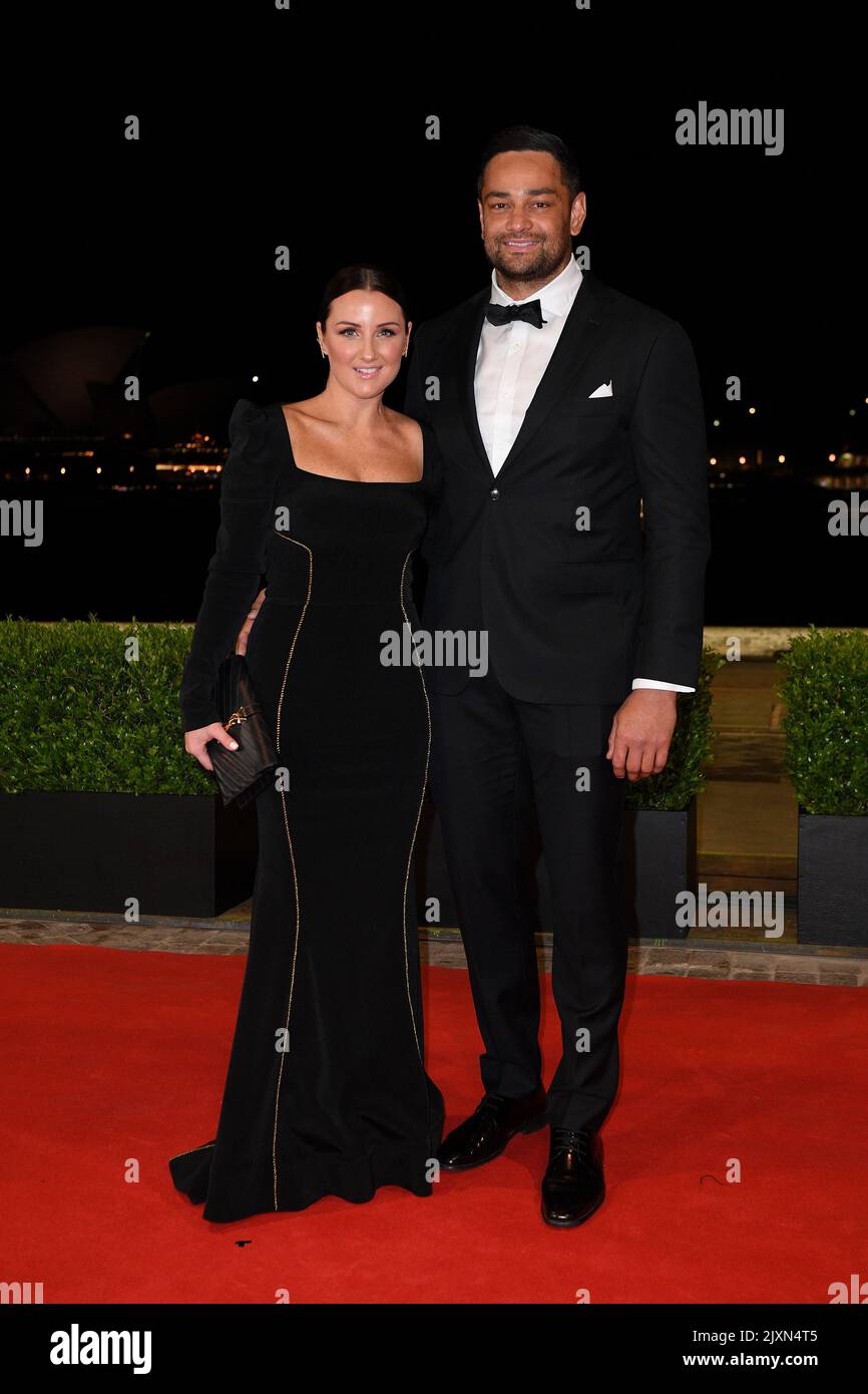 South Sydney Rabbitohs player John Sutton and wife Stacey arrive at the ...