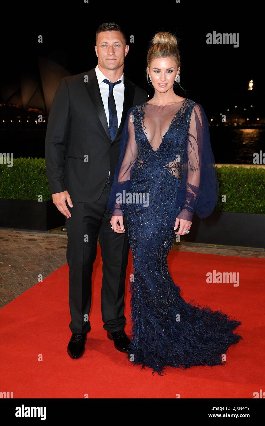 St George Dragons player Tariq Sims and wife Ashleigh arrive at the ...