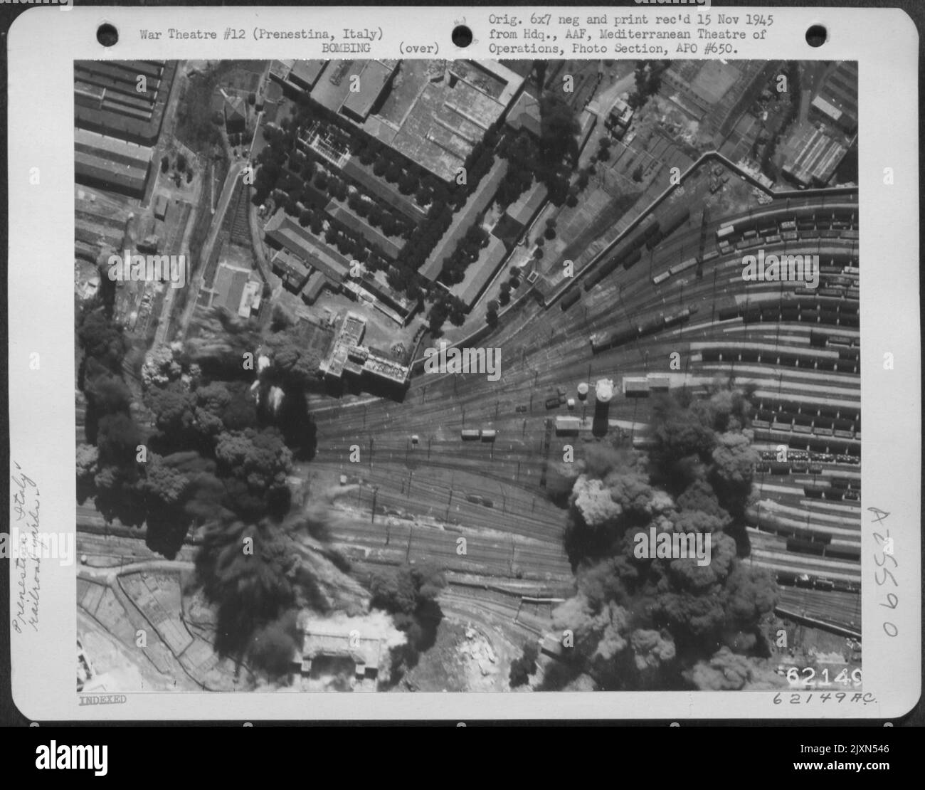Bombing of marshalling yards at Prenestina, Italy, by Martin B-26 ...