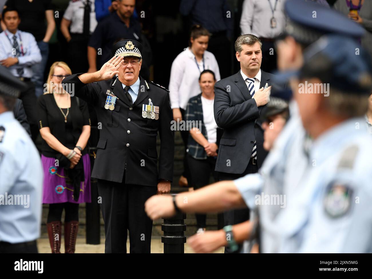Queensland Police Commissioner Ian Stewart (left) and Police Minister ...
