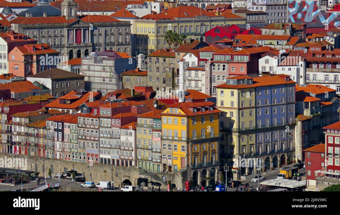 The colorful buildings of Porto. The second-largest city in Portugal ...