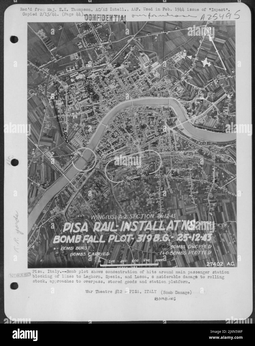 Pisa, Italy.--Bomb plot shows concentration of hits around main ...