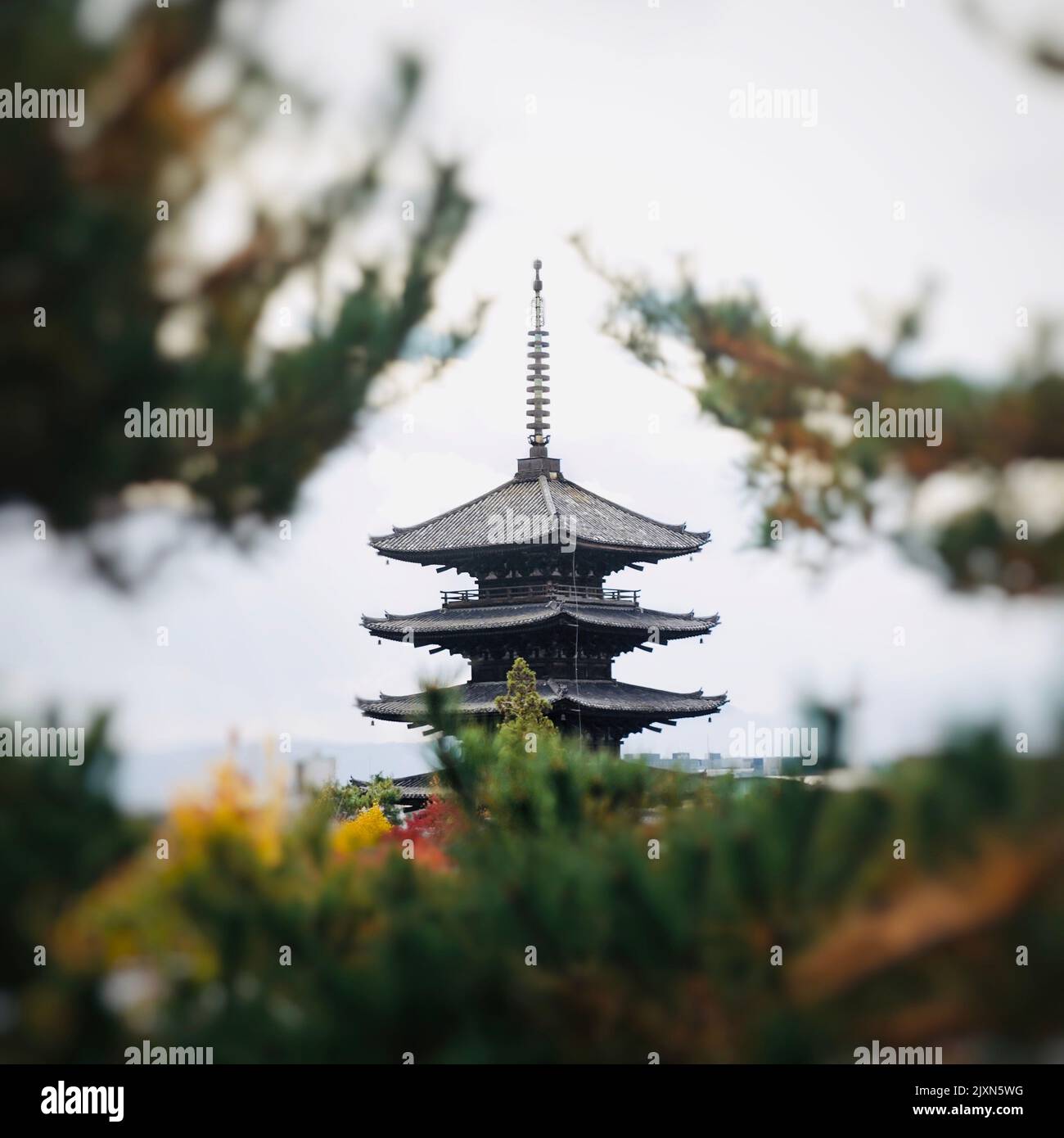 An aerial view of an Asian style building in Dujiangyan Scenic Spot in ...