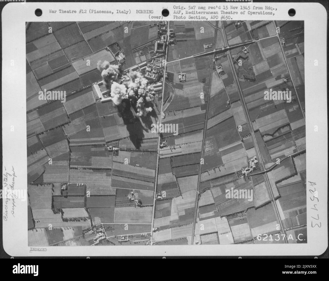 Bombs dropped by Martin B-26 Marauders of the 12th Air Force explode on ...
