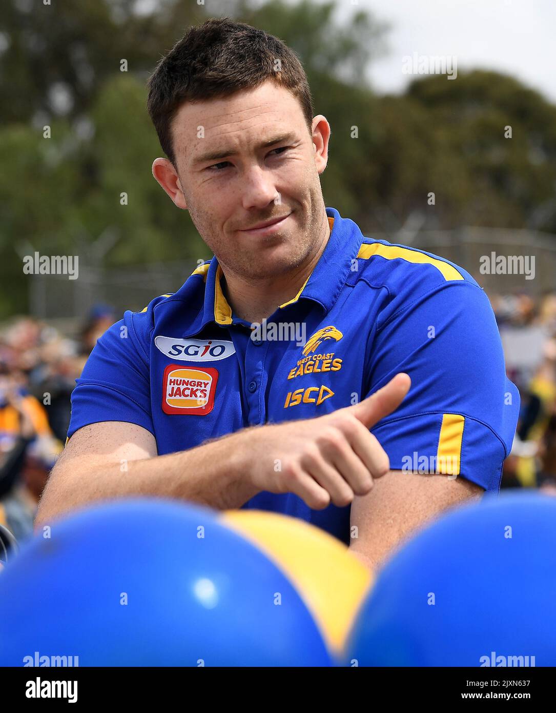 Jeremy McGovern of the Eagles is seen during the AFL Grand Final Parade ...