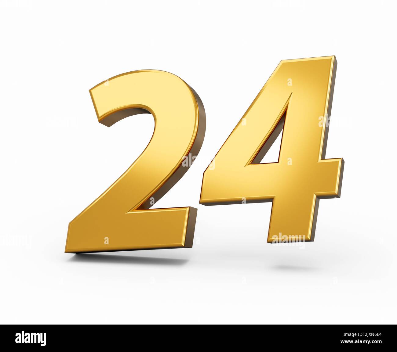 A 3D illustration of a Gold color number 24 Twenty-four isolated white background Stock Photo ...