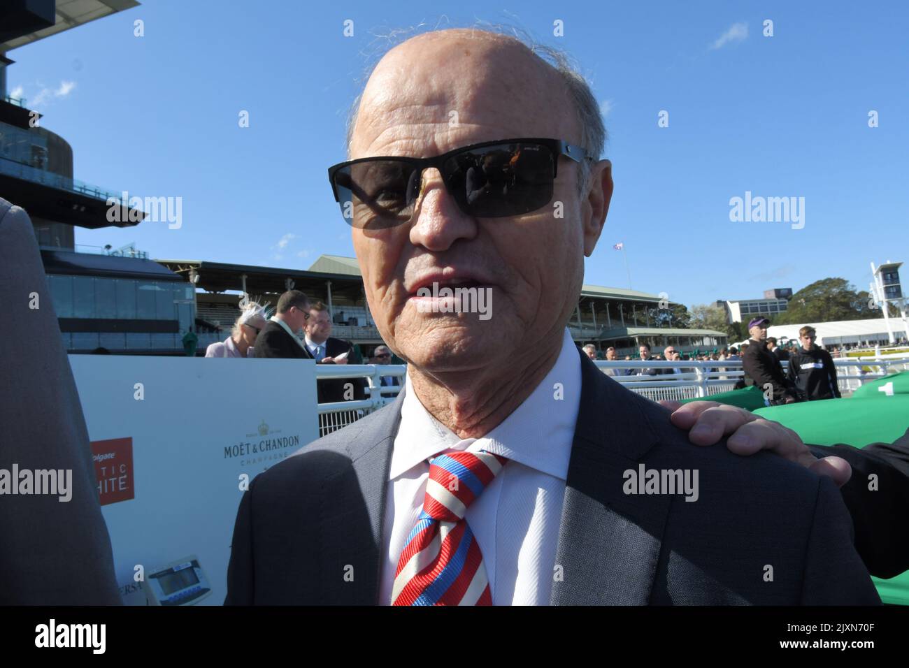 Trainer David Payne is seen in the mounting yard after Ace High rode to ...