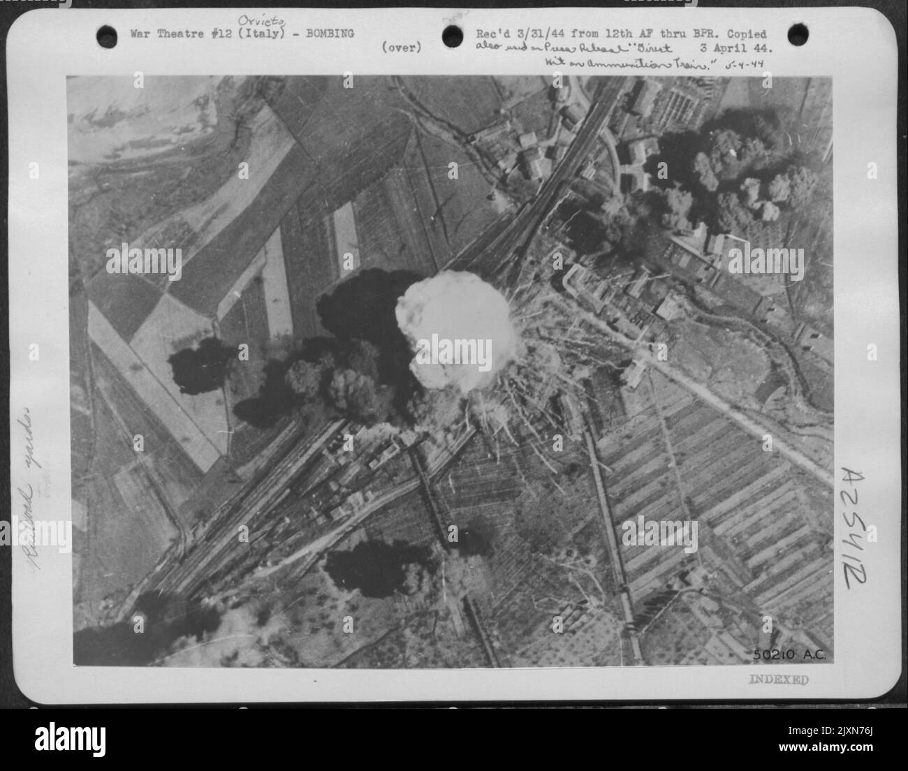An enemy ammunition train goes up in a puff of white smoke when hit ...