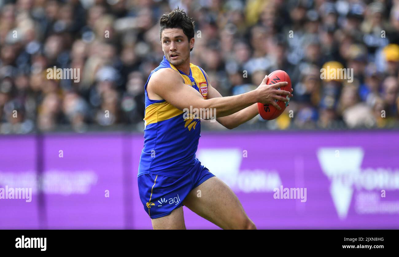 Tom Barrass of the Eagles is seen in action during the 2018 AFL Grand ...