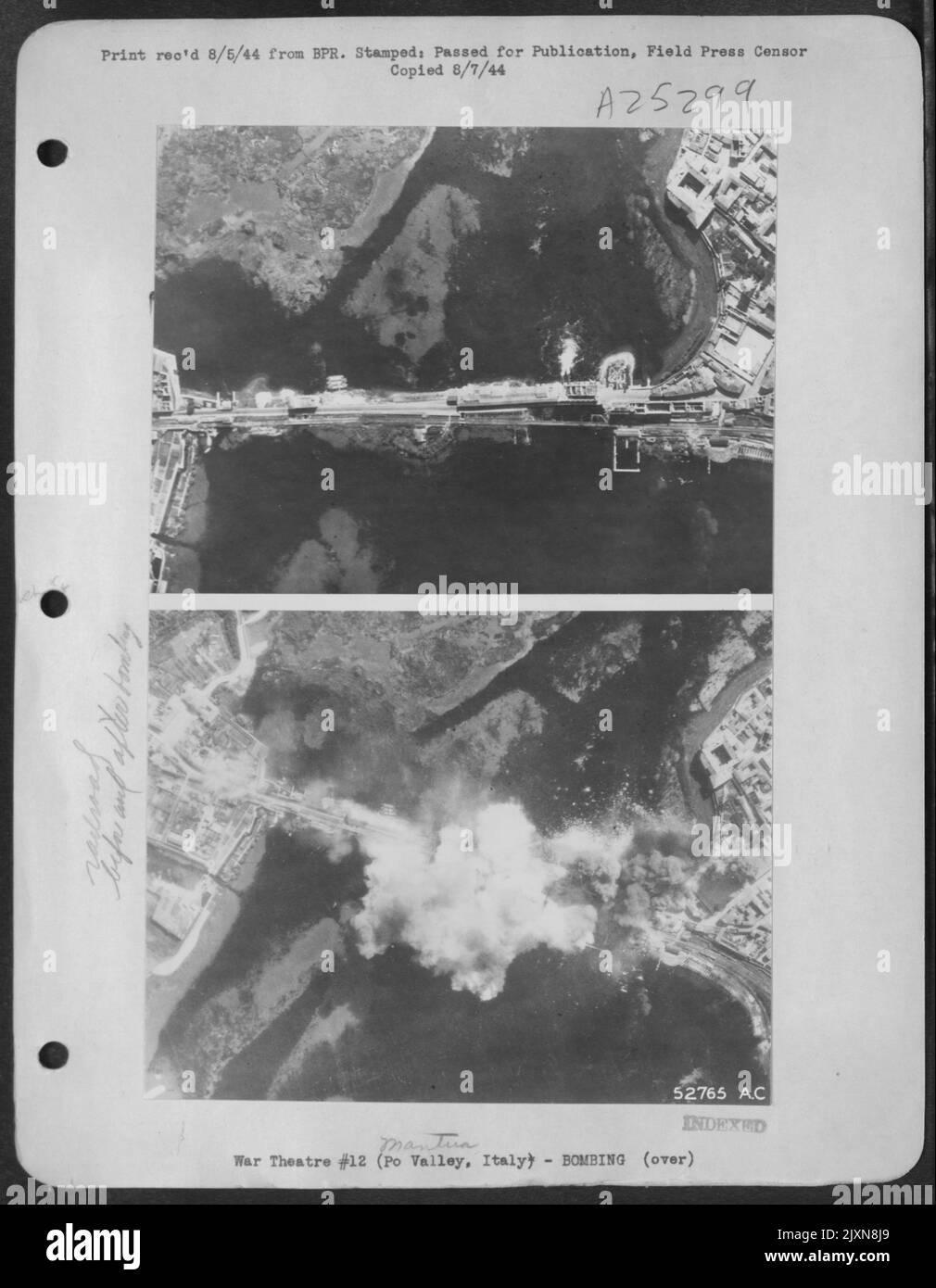 The great Mantua rail causeway in the Po Valley of Northern Italy, an ...