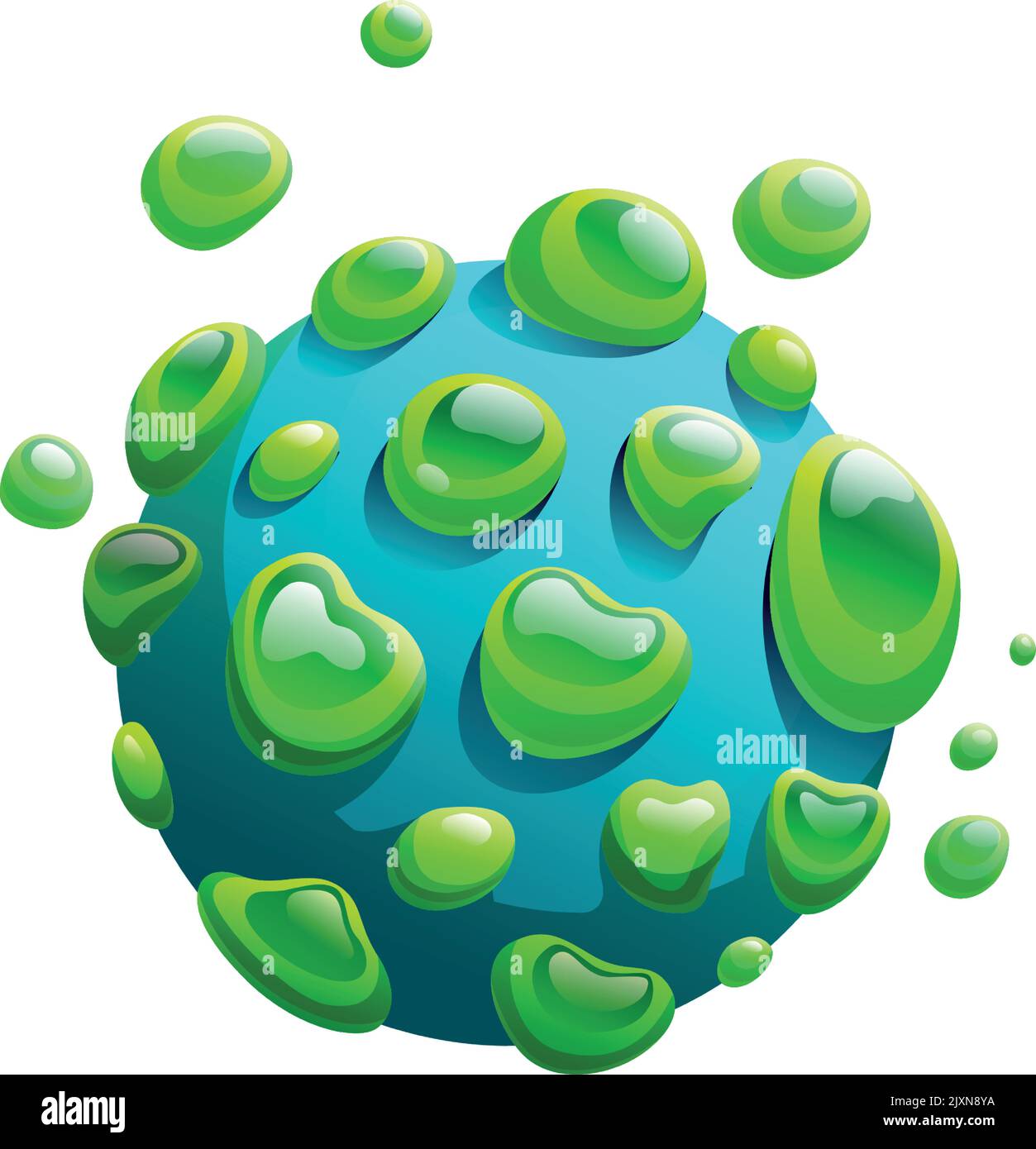 Cartoon planet with green biological alien life Stock Vector Image ...