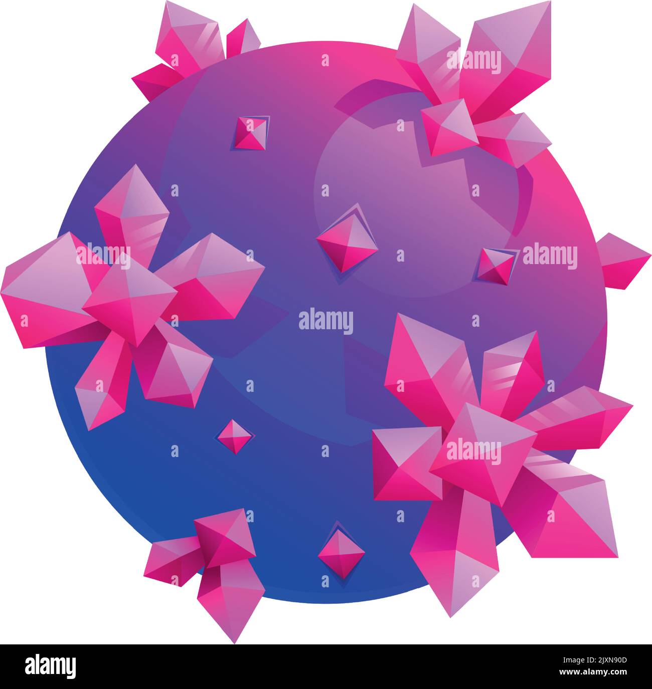 Galaxy game cartoon planet with space pink crystal Stock Vector Image ...