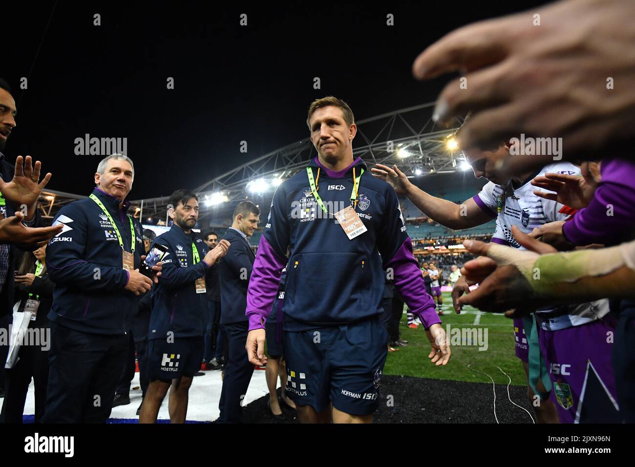 Ryan Hoffman of the Storm leaves the field during the 2018 NRL Grand ...