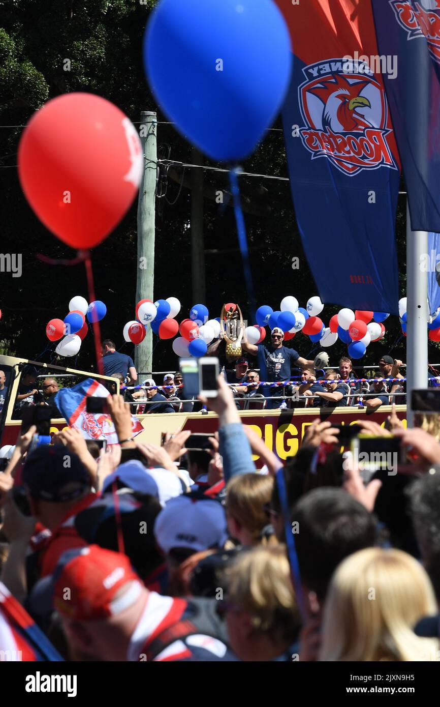 The Sydney Roosters co-captains Jake Friend and Boyd Cordner carry the ...