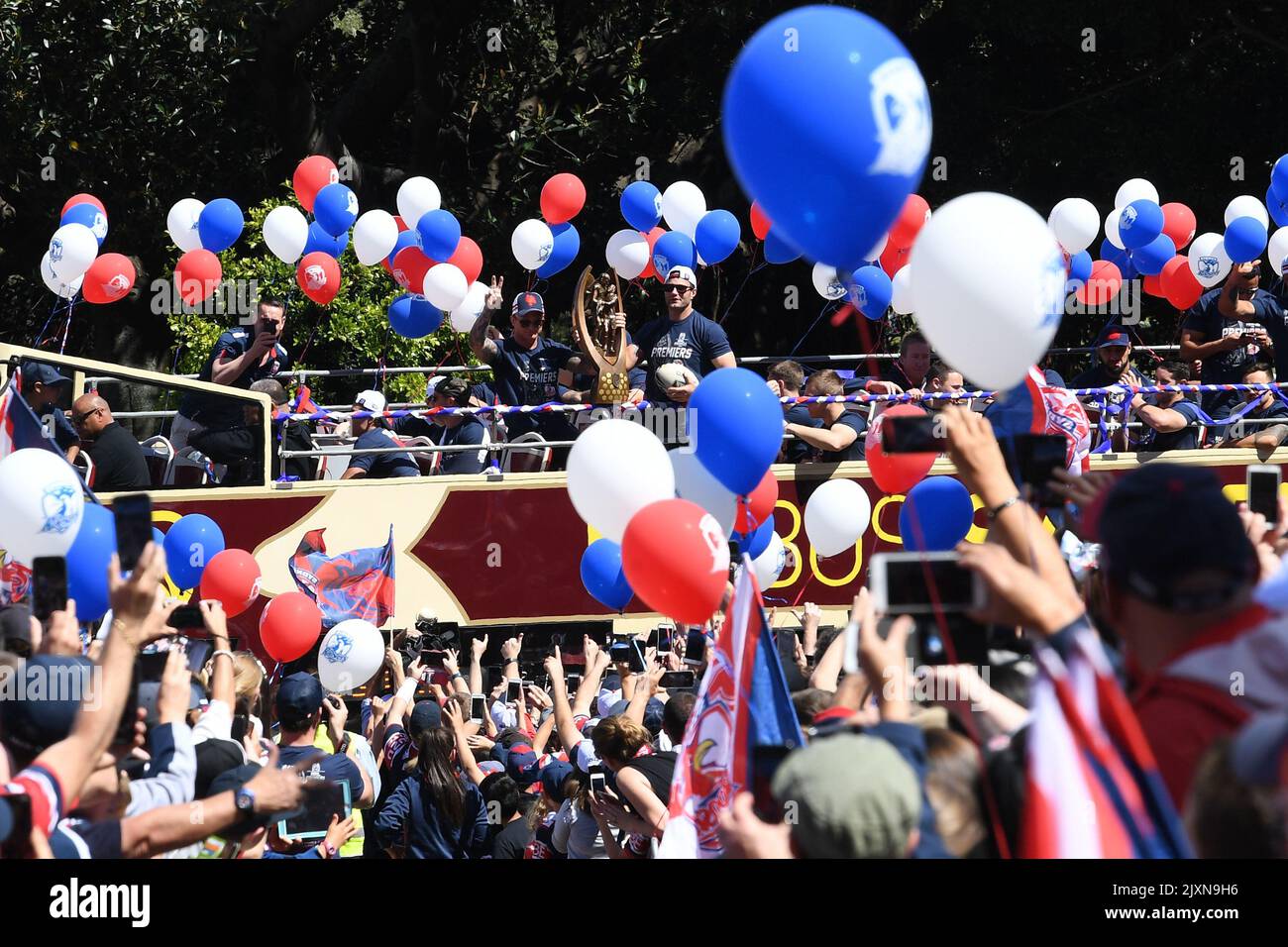 The Sydney Roosters co-captains Jake Friend and Boyd Cordner carry the ...