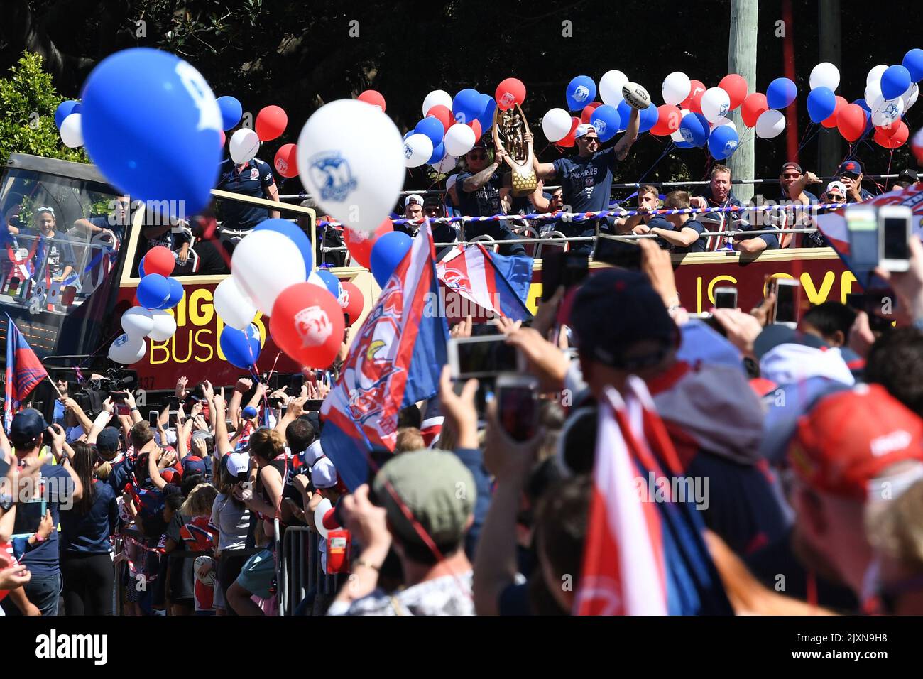 The Sydney Roosters co-captains Jake Friend and Boyd Cordner carry the ...