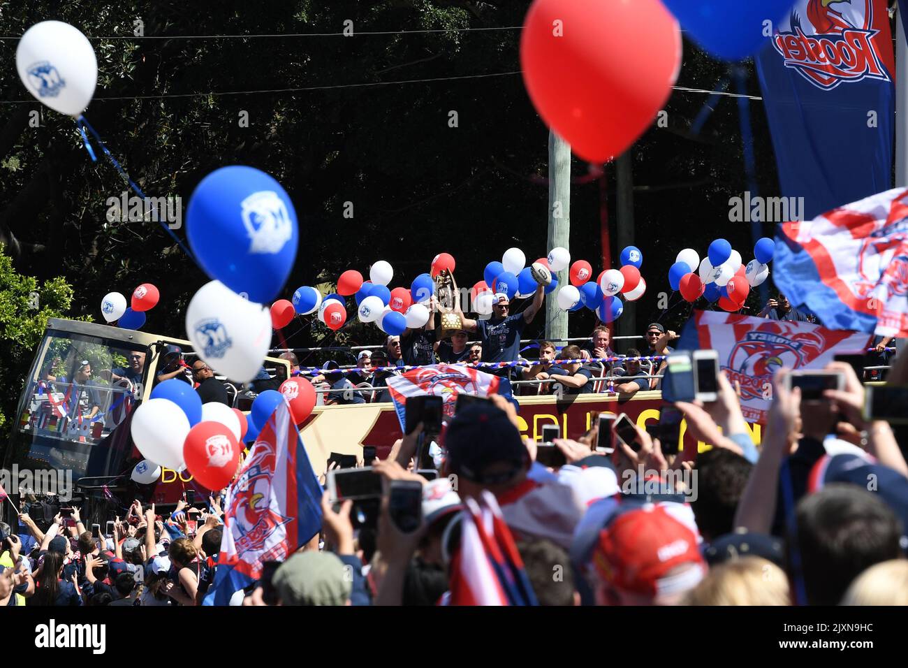 The Sydney Roosters co-captains Jake Friend and Boyd Cordner carry the ...