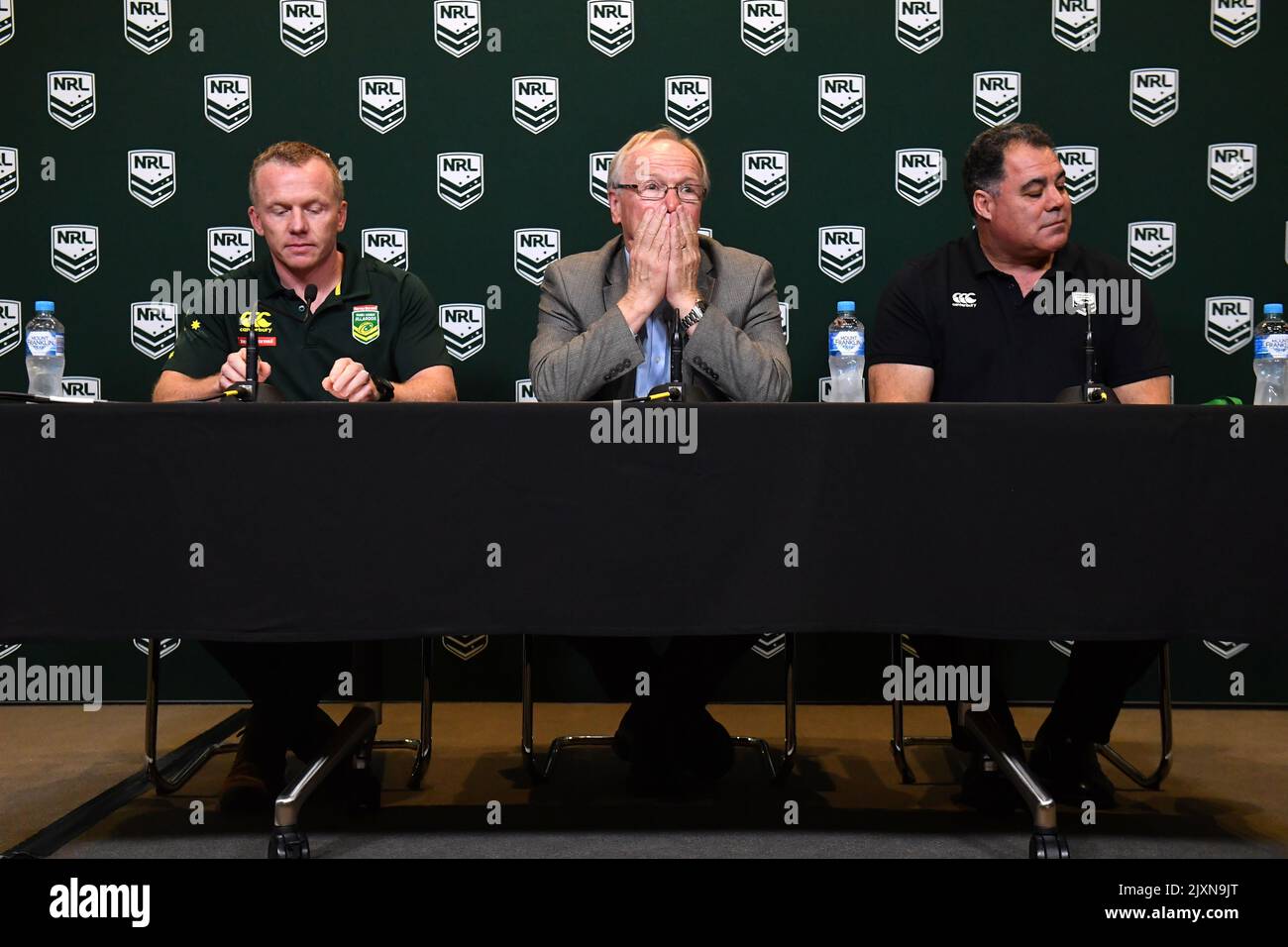 Australian Jillaroos coach Brad Donald, NRL Chairman Peter Beattie and ...