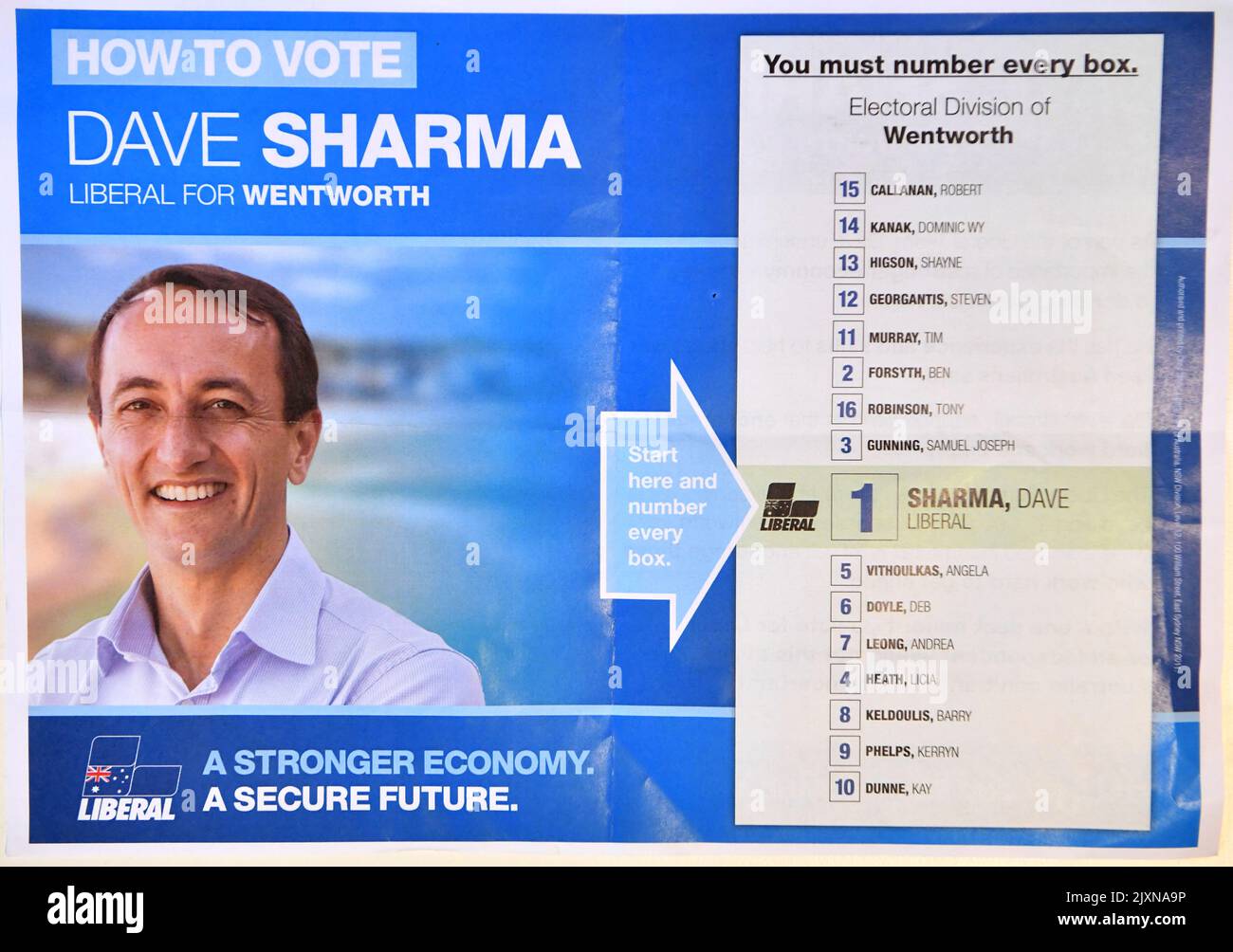 Liberal candidate for Wentworth Dave Sharma's how-to-vote pamphlet is ...