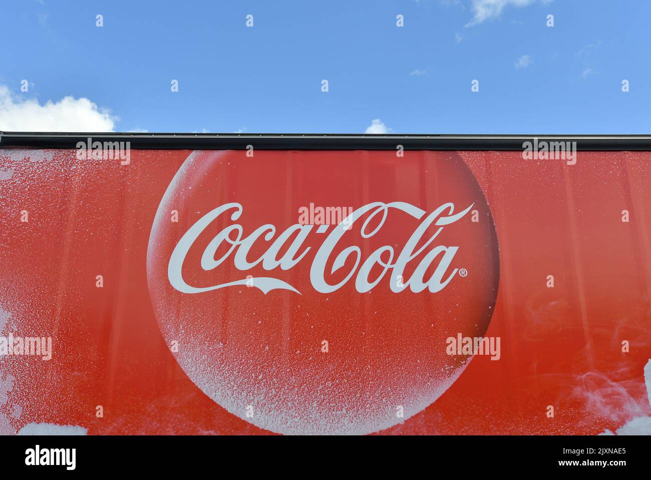 A Coca-Cola logo is seen at Coca Cola Amatil's new bottling and ...