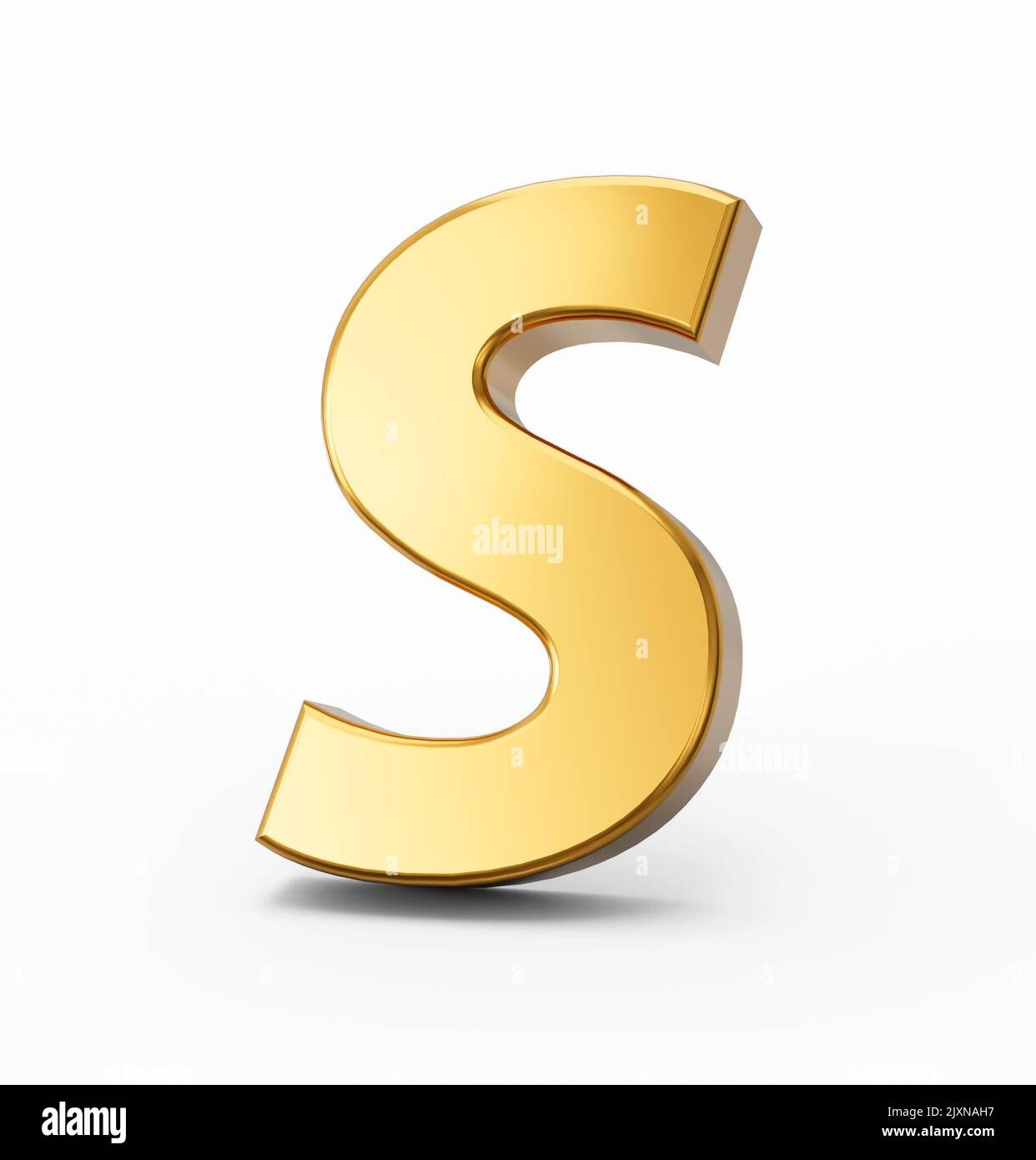 The 3d rendering of the golden letter S isolated on white background ...