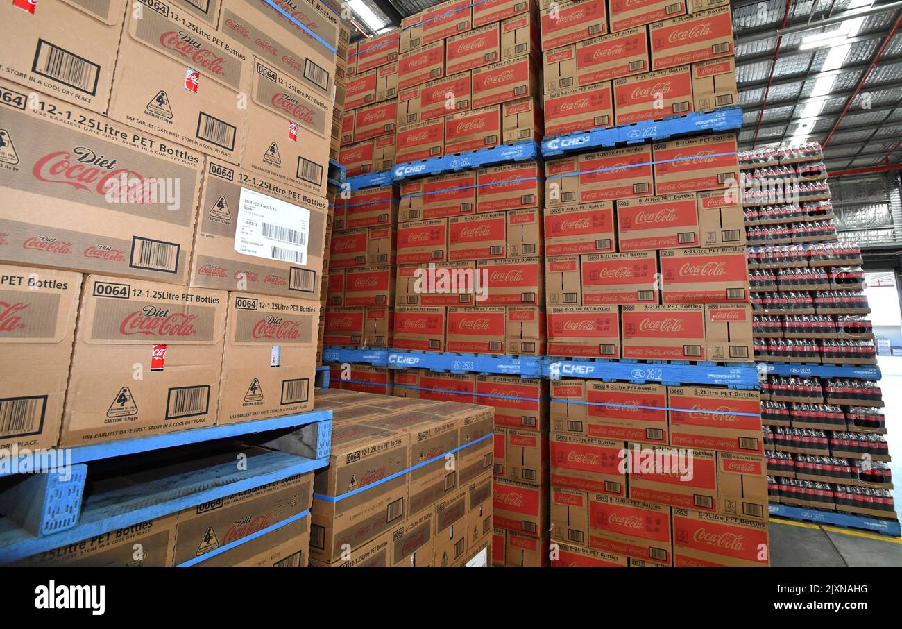 Boxes of Coca-Cola bottles are seen at Coca Cola AmatilÕs new bottling ...