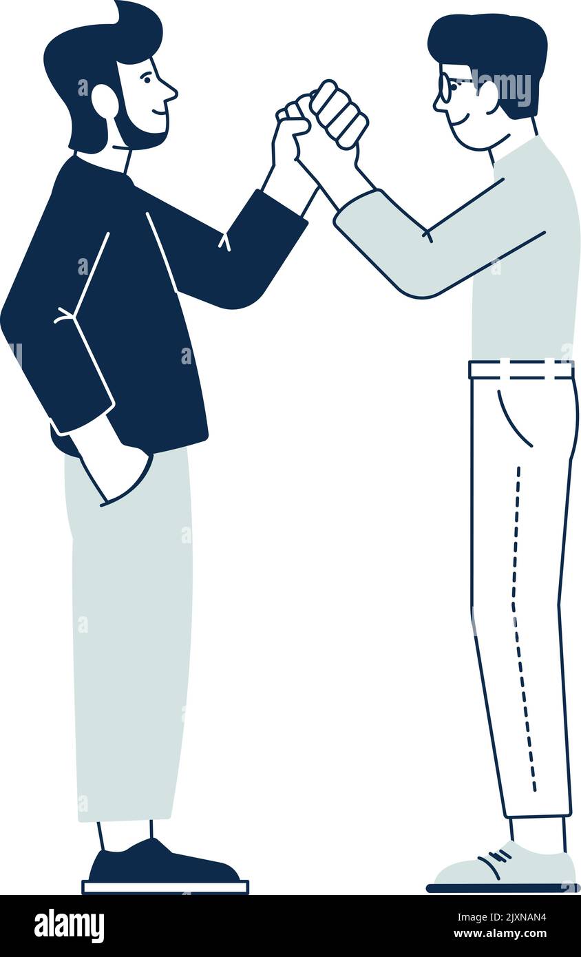 Two men raising handshake. Partnership symbol. Friendship sign Stock ...