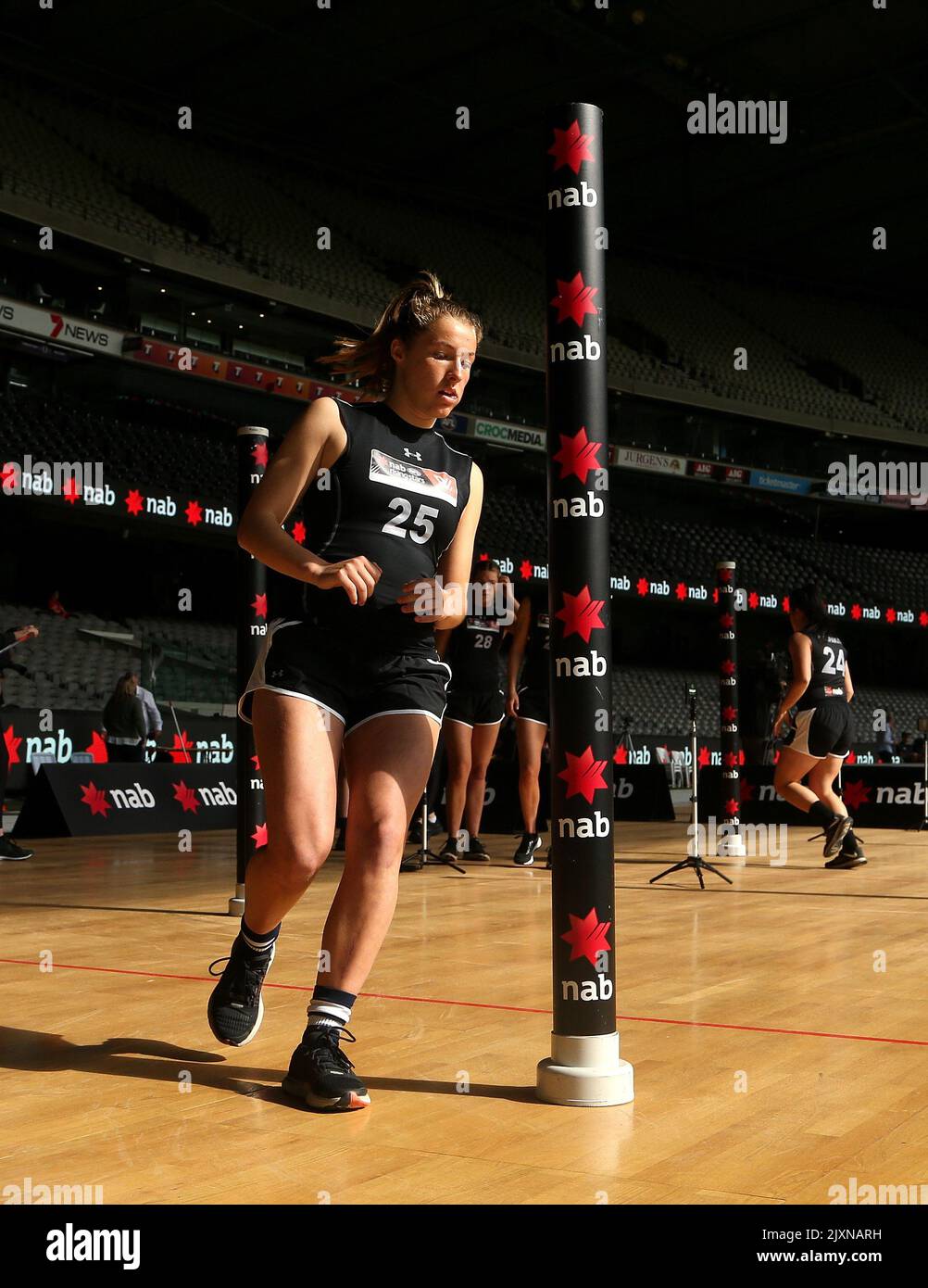 Olivia Purcell of Victoria takes part in an agility test during the ...