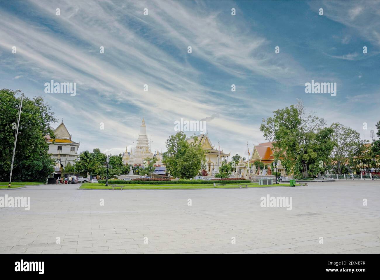 The Botumvatey Pagoda white in Phnom Penh Stock Photo - Alamy