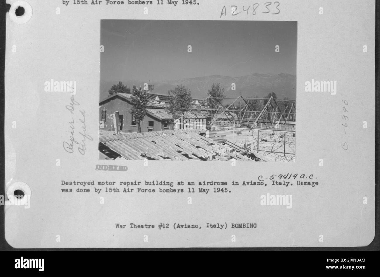 Destroyed Motor Repair Building At An Airdrome In Aviano, Italy. Damage ...