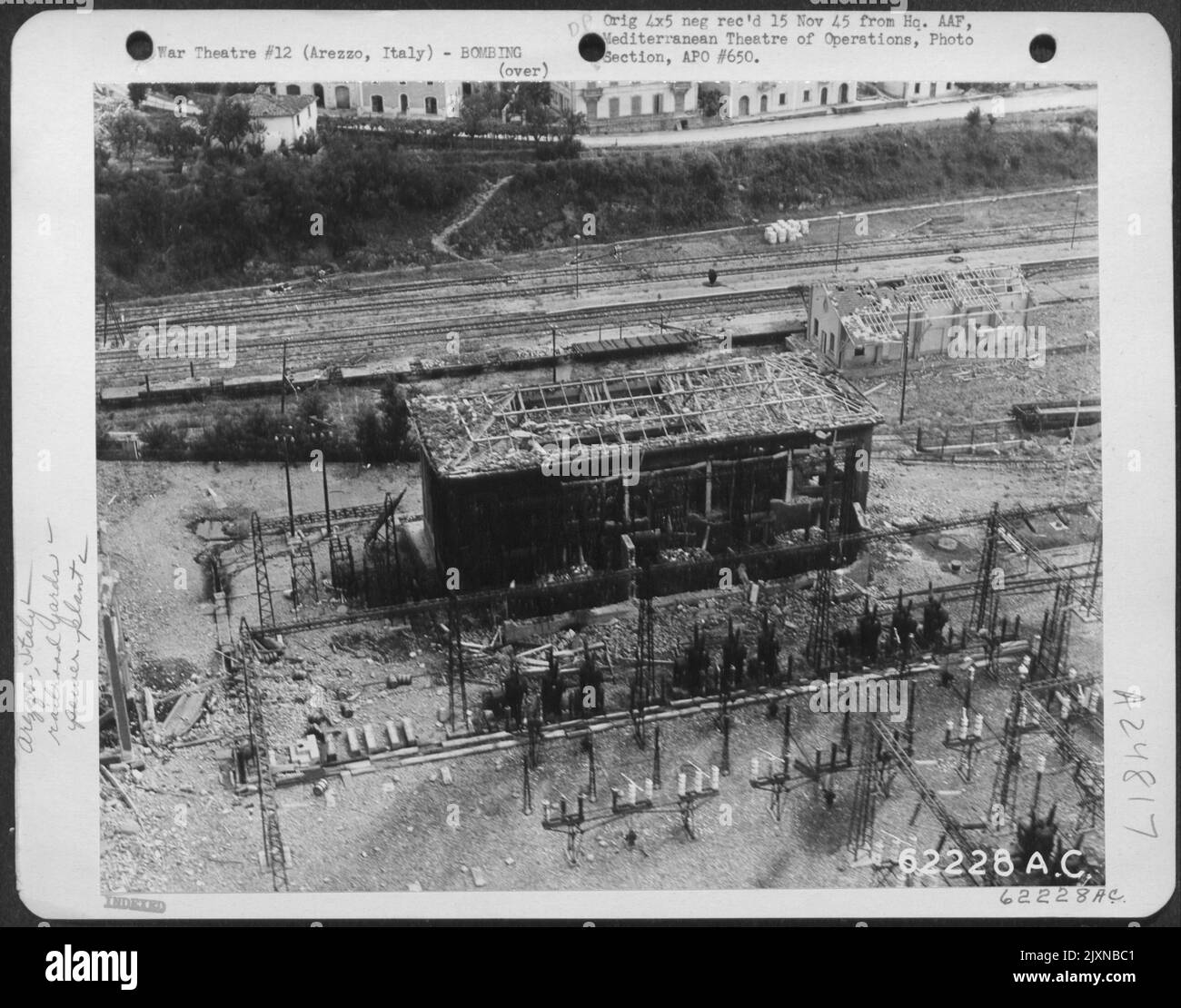 Bomb Damage To Power Station In Railroad Yards At Arezzo, Italy Stock ...