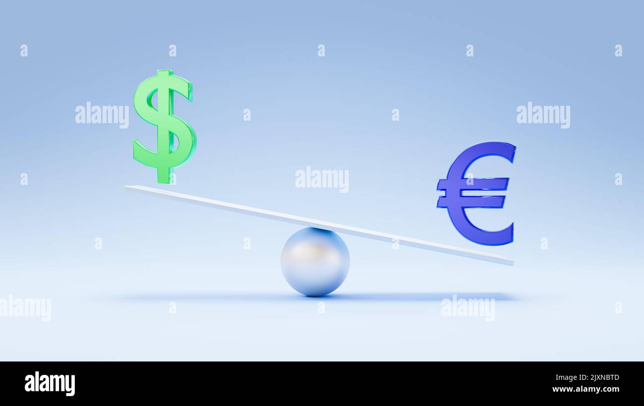 dollar euro balance. euro vs dollar. Sign dollar and euro balancing on ...