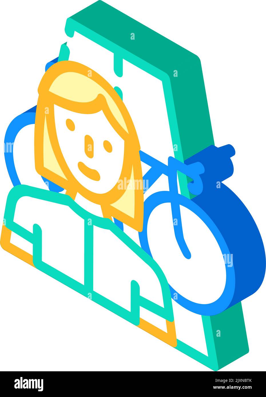 cycling female sport isometric icon vector illustration Stock Vector ...