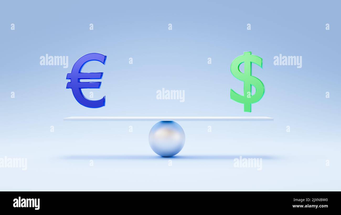 dollar euro balance. euro vs dollar. Sign dollar and euro balancing on ...
